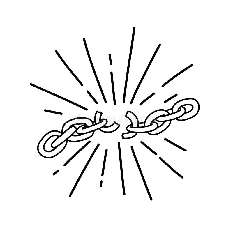 Broken Chain Doodle Icon, Vector Illustration Stock Illustration ...