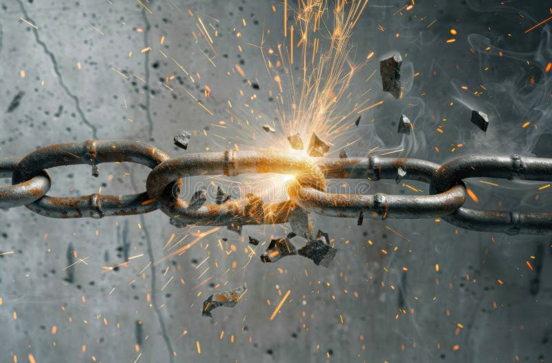 The Broken Chain Explodes, a Visual Representation of Freedom, Breaking ...