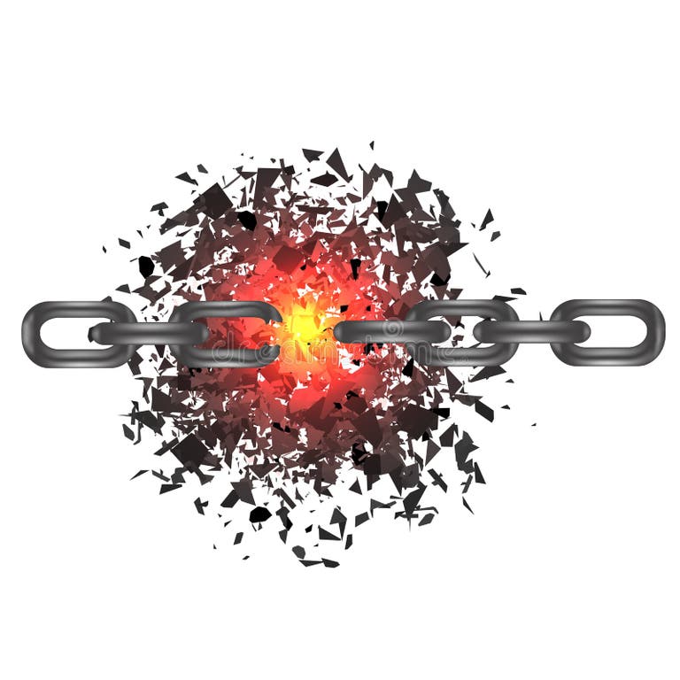 Broken Chain and Explosion on White Background. Freedom Concept Stock ...