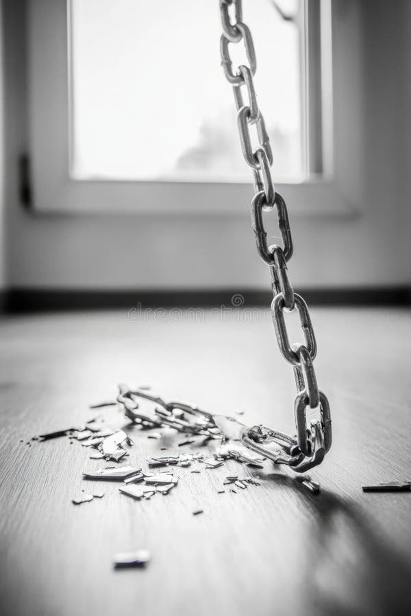 Broken Chain on Floor Symbolizing Freedom and Liberation Stock Image ...