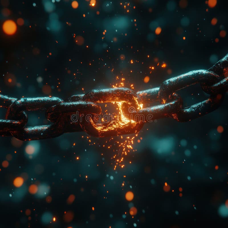 Dramatic Illustration of Broken Chain, Freedom Concept Stock ...