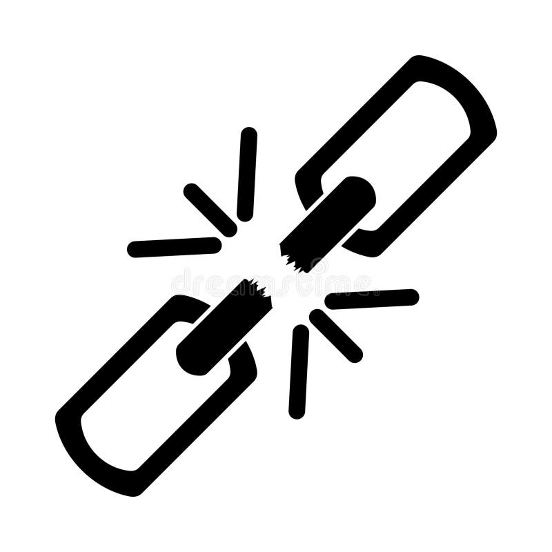 Broken Chain Link Icon Showing Disconnection Failure or Weak Point ...