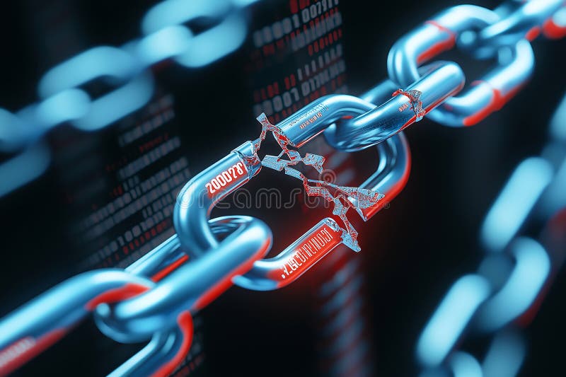 Broken Chain Link with Futuristic Design Featuring Blue and Red Colors ...