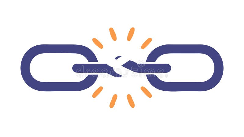 Broken Chain Link Icon Flat Vector, Weakness Failure Separation Symbol ...