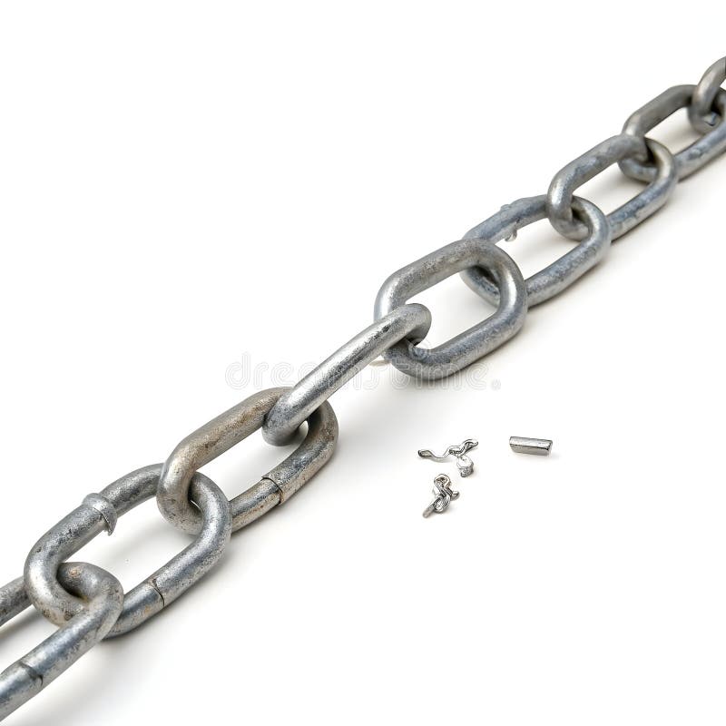 Broken Chain Link Isolated on White Stock Illustration - Illustration ...