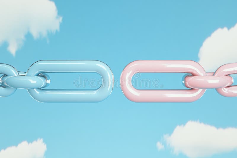 Broken Chain Links Against Blue Sky with Clouds - Metaphor for ...