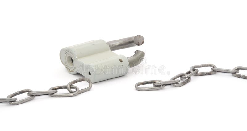 Broken chain and lock. stock image. Image of shiny, cracked - 90832889