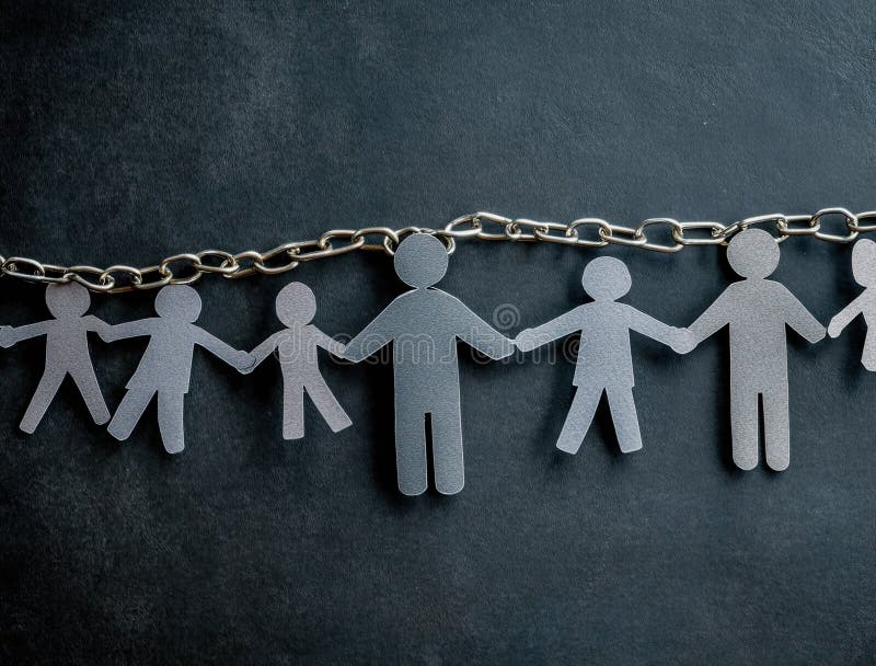 Broken Chain of Paper People Stock Illustration - Illustration of ...