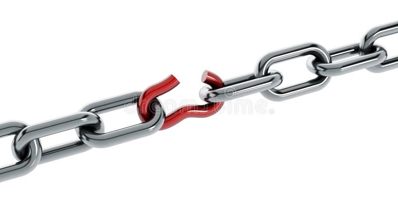 Broken Chain Part Red Isolated White Background Stock Illustrations ...
