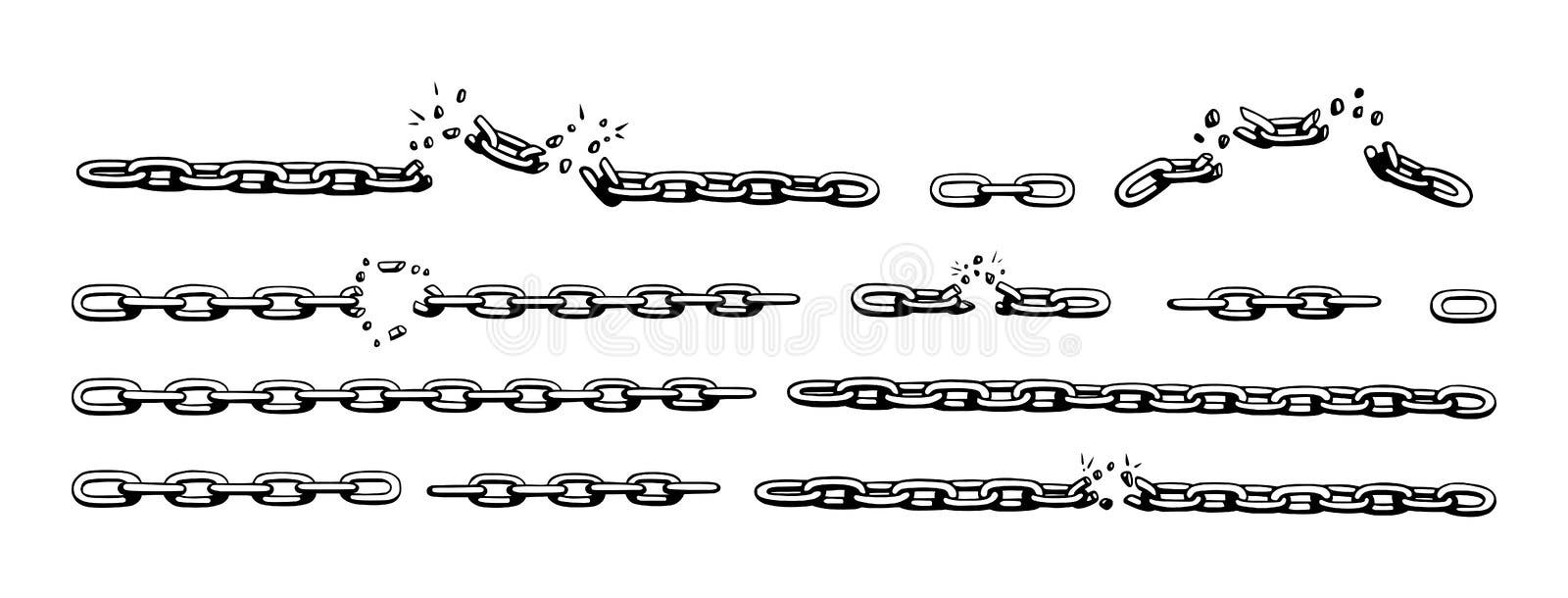 Broken Chain with Shatters As Symbol of Strength and Freedom. Sketch of ... Broken Chain with Shatters As Symbol of Strength and Freedom. Sketch of ...