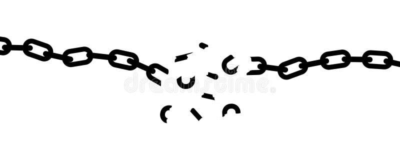 Broken Chain Silhouette Isolated on White Stock Illustration ...