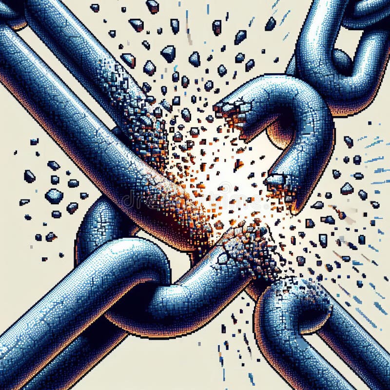 4 Broken Chains Pixelated Image of Broken Chains with a Macrorea Stock ...