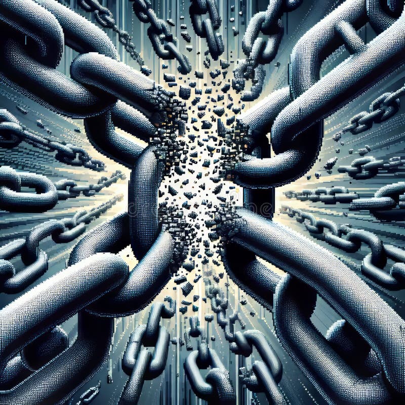 Broken Chains Pixelated Image of Broken Chains with a Macroreal Stock ...