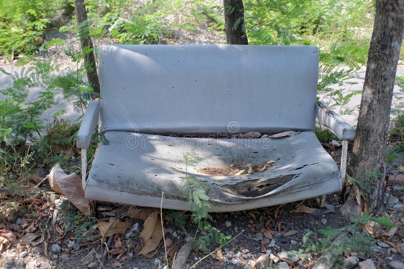Broken Chairs are Left Neglected Stock Photo - Image of green ...