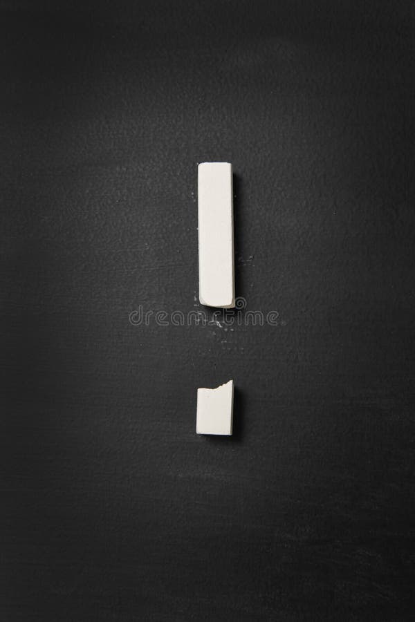 Broken Chalk As Exclamation Point On Green Chalkboard Stock Image ...