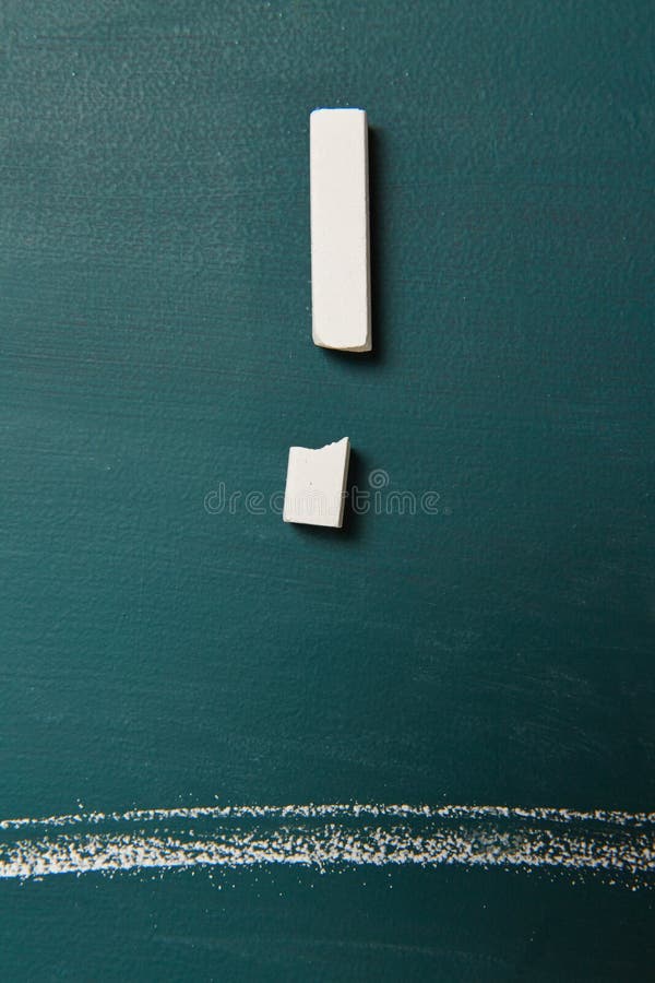 Broken Chalk As Exclamation Point Green Chalkboard Stock Photos - Free ...