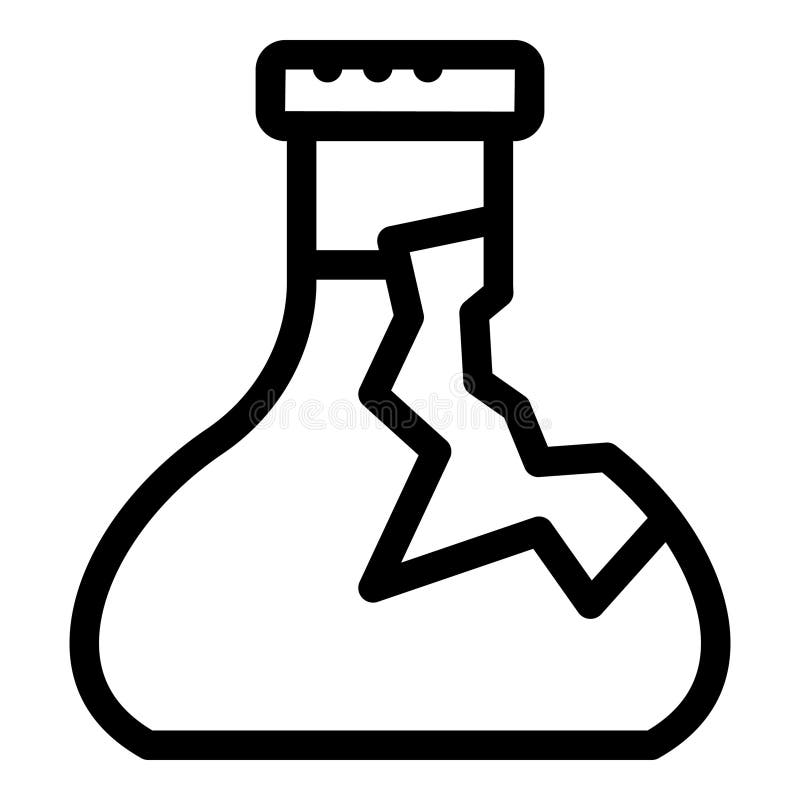 Broken Chemical Flask for Scientific Experiment in Outline Style Stock Illustration ...