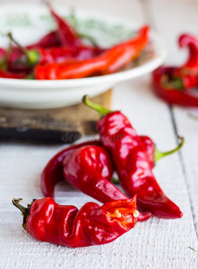 The Broken Chili Peppers on a White Background Stock Image - Image of ...