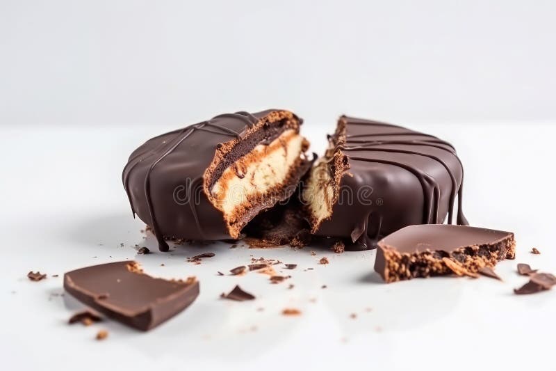 Broken Choco Pie Dessert. Generate Ai Stock Illustration - Illustration ...