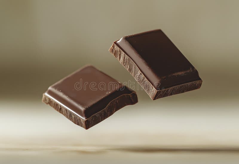 Broken Chocolate Bar Pieces, Background with Copy Space Stock Photo ...