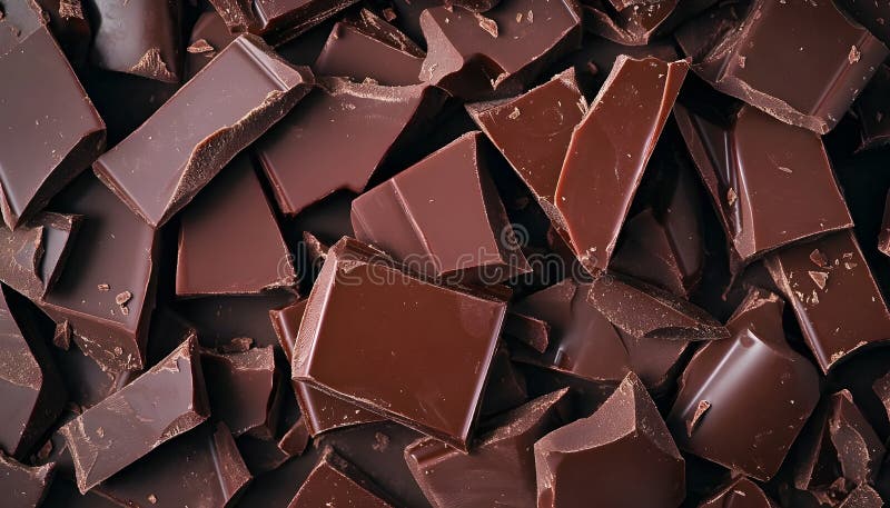 Broken Chocolate Bar Pieces, Top View Pattern, Slow Motion Stock Photo ...