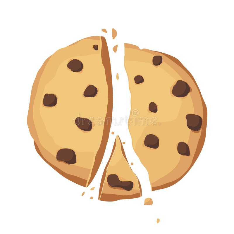 A Broken Chocolate Cookie. Choco Cookie Icon. Vector Illustration Stock Vector - Illustration of ...