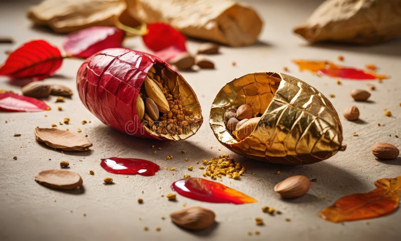 Broken Chocolate Egg with Gold Wrapper Stock Illustration ...