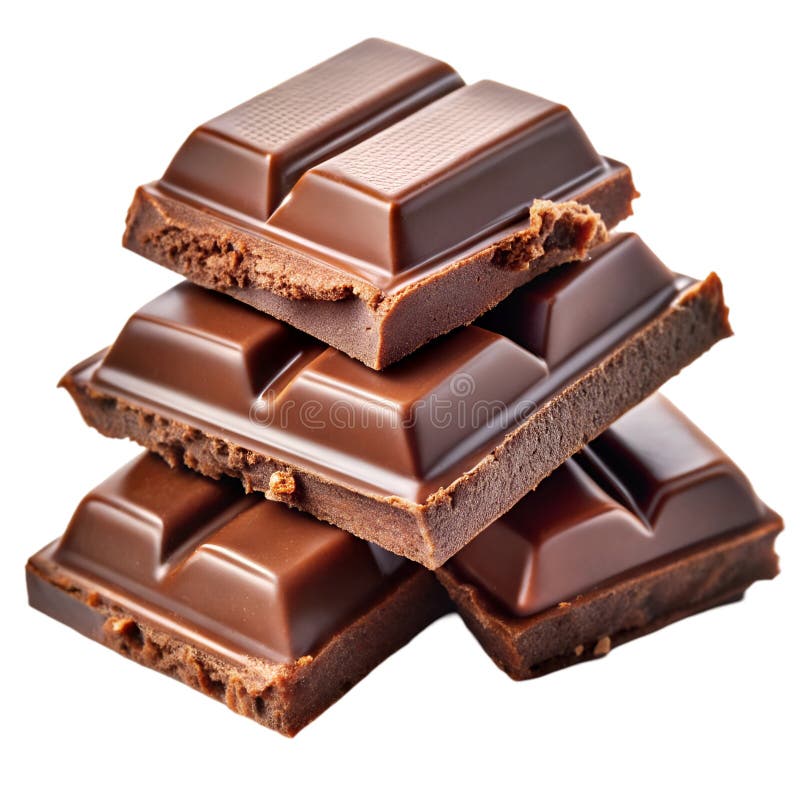 Split Chocolate Pieces Isolated on White Background Stock Illustration ...
