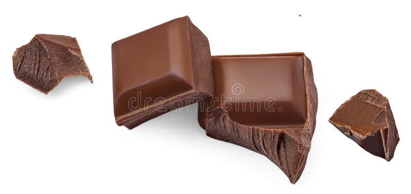 Broken Chocolate. Chocolate Pieces Isolated. Cubes of Milk Chocolate ...