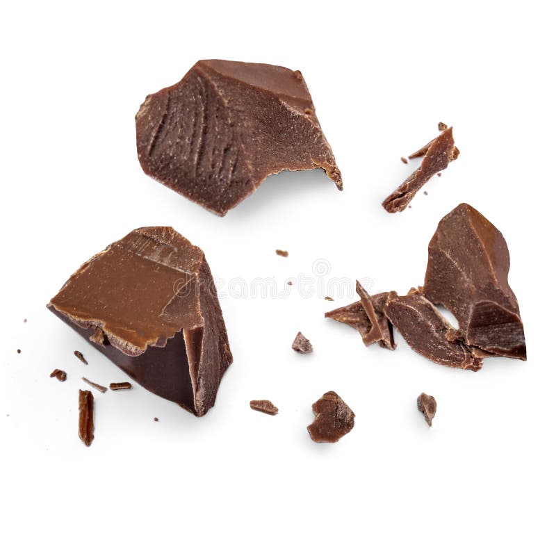 Broken Chocolate. Chocolate Pieces Isolated. Cubes of Milk Chocolate ...