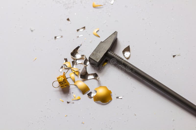 Broken Christmas Ball with Hammer - Anti Christmas Stock Image - Image ...