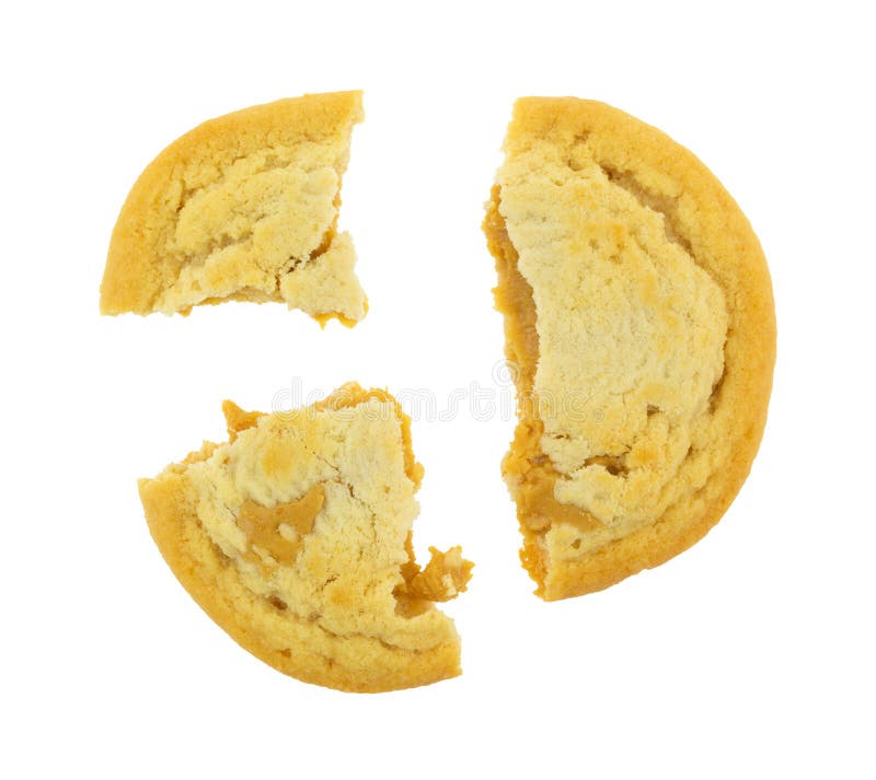 Broken Cookie Butter Cookie on a White Background Stock Image - Image ...