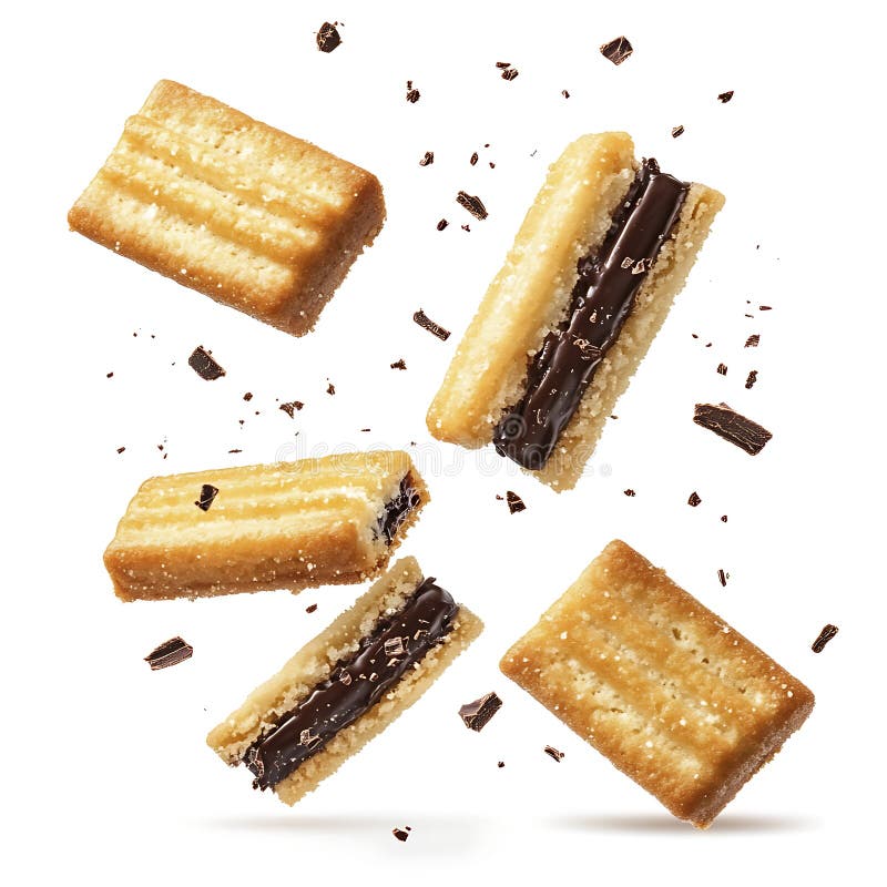 Broken Churro Shortbread with Chocolate Filling on White Background ...
