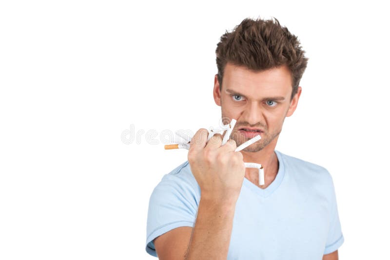 Broken Cigarette in Men S Hand Close-up. Stock Image - Image of drug ...