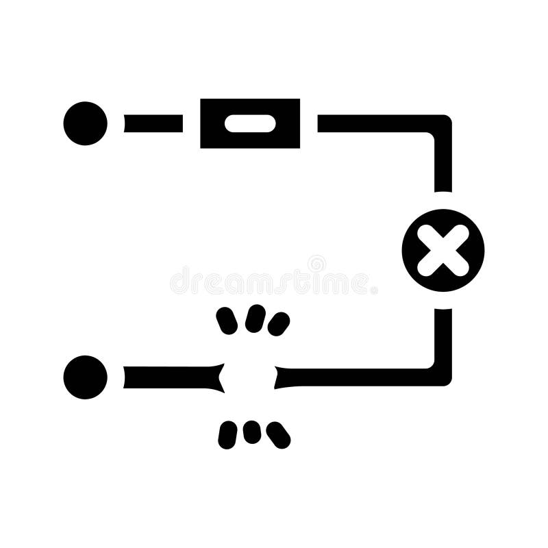 Broken Circuit Path Icon Glyph Icon Vector Illustration Stock ...