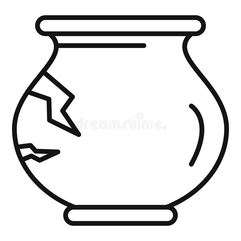 Broken Clay Pot Showing Cracks on Side Drawing Stock Illustration ...