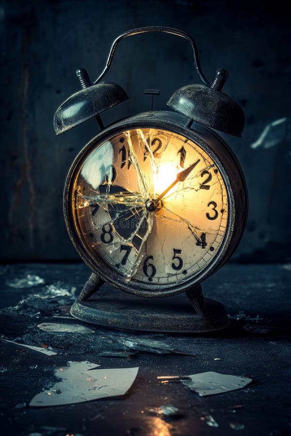 A Broken Clock with the Hands at the Numbers 3 and 9 Stock Illustration ...