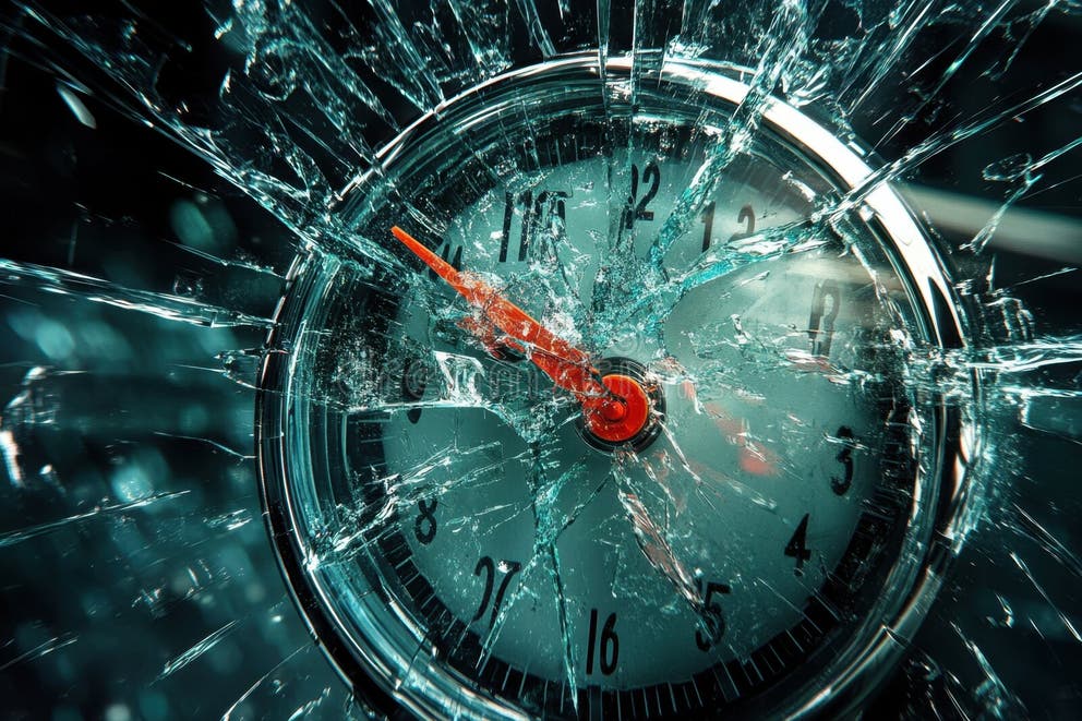 A Broken Clock with the Hands at 3:00 and 11:00 Stock Illustration ...