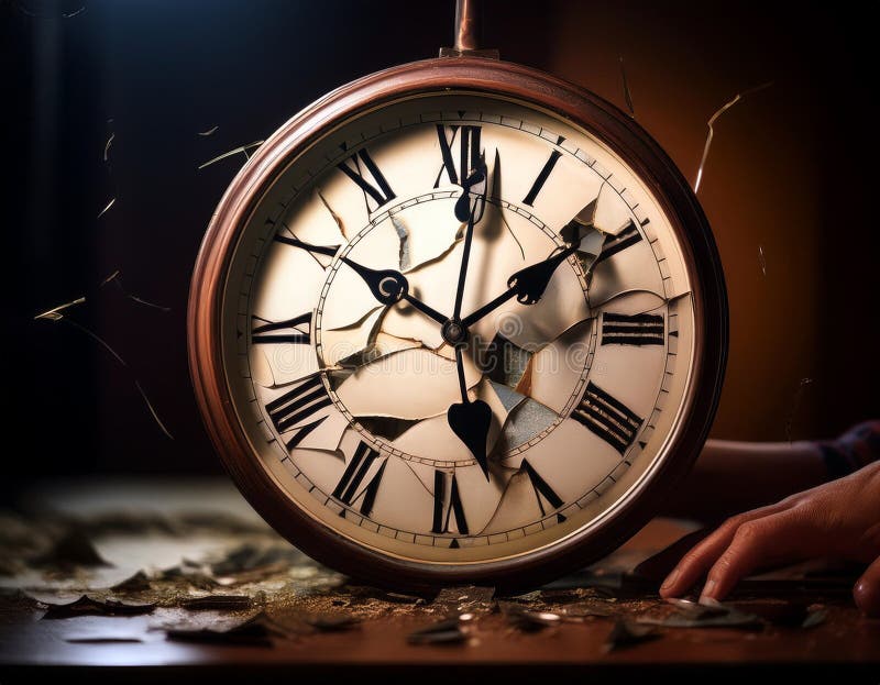 A Broken Clock with Hands Stuck at Midnight, Echoing the Timeless ...