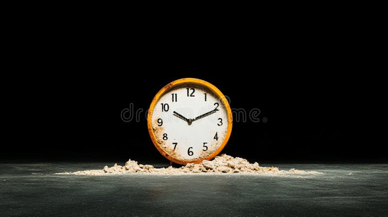 Broken Clock on Pile of Debris Stock Illustration - Illustration of ...