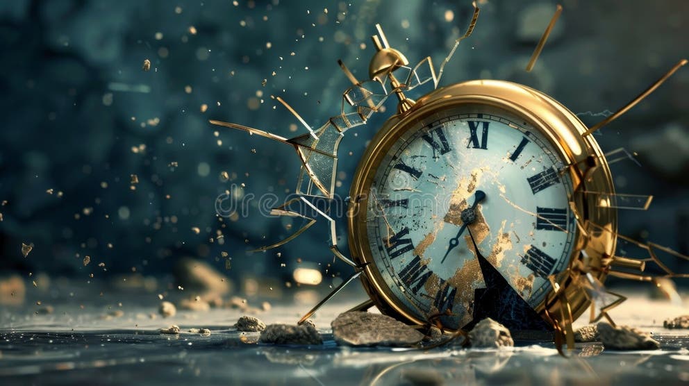 A Broken Clock with Spinning Hands Symbolizing Distorted Time ...