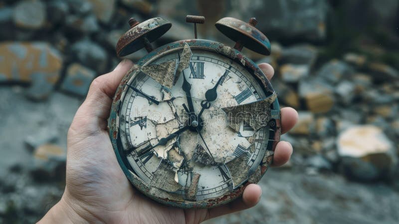 A Broken Clock with Spinning Hands Symbolizing Distorted Time ...