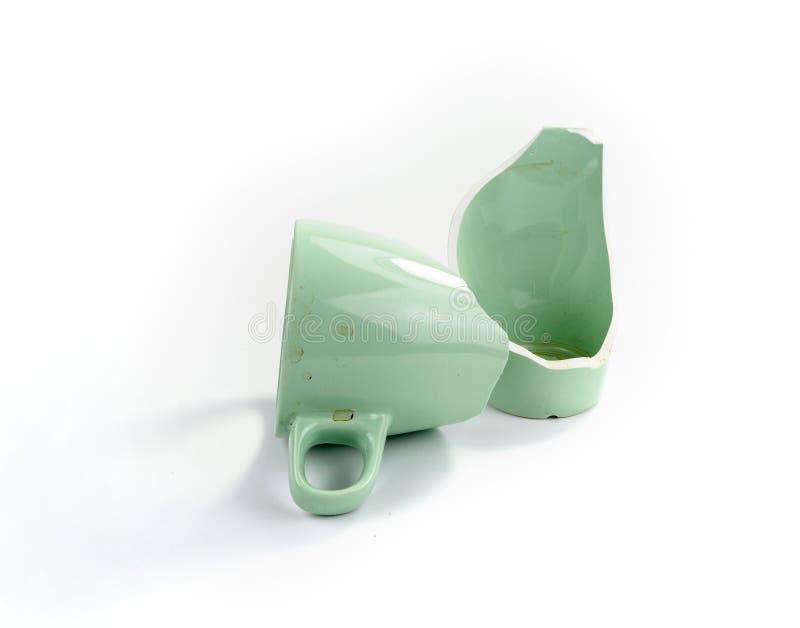 Broken Coffee Mug on White Background, Broken Cup Pieces, Broken ...