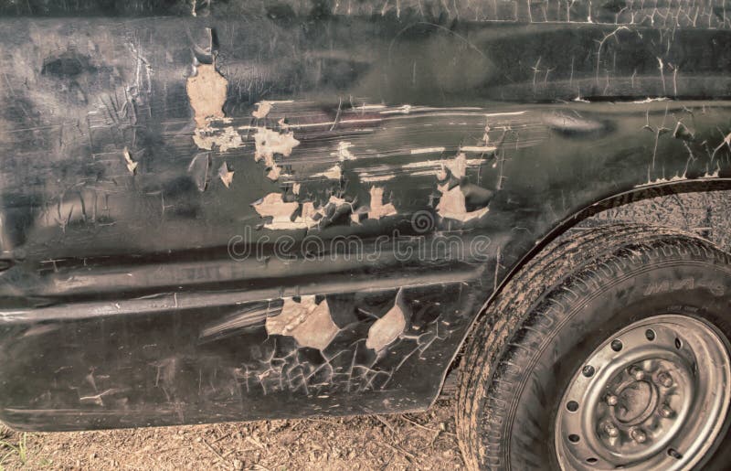Old gray car broken color stock image. Image of wing - 169233739