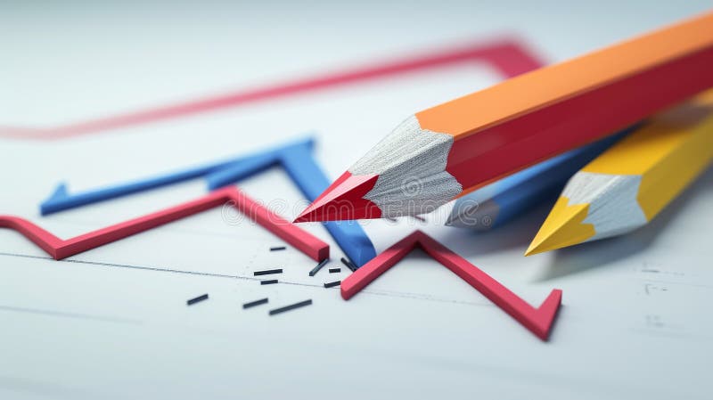 Broken Colored Pencils on Graph Paper Stock Image - Image of data ...