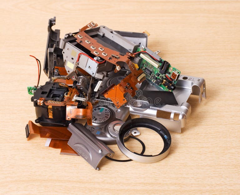 Broken Compact Digital Camera Spare Parts Stock Photo - Image of film ...