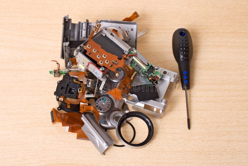 Broken Compact Digital Camera Spare Parts Stock Photo - Image of ...