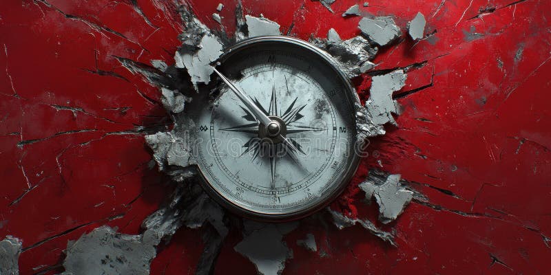 Broken Compass on Cracked Red Surface Stock Illustration - Illustration of sooty, guidance ...
