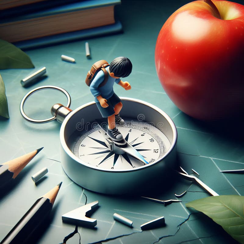 The Broken Compass Show a Student Trying To Navigate with a Brok Stock ...