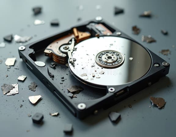 Broken Computer Hard Disk. Complete Data Destruction, Storage Loss ...